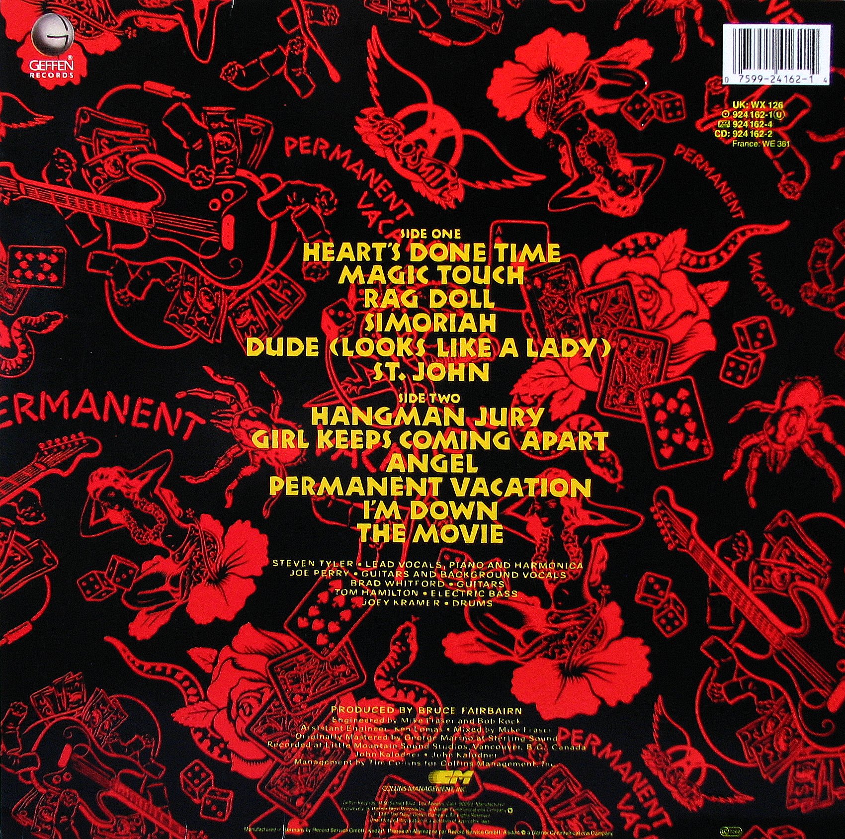 Aerosmith Permanent Vacation : LP Back | CD Covers | Cover Century ...